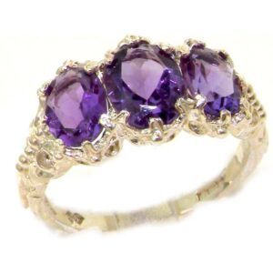 925 sterling silver real genuine amethyst womens promise ring - size 9