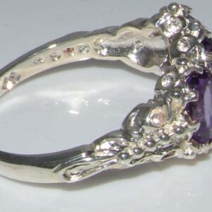 925 Sterling Silver Real Genuine Amethyst Womens Promise Ring - Size 9