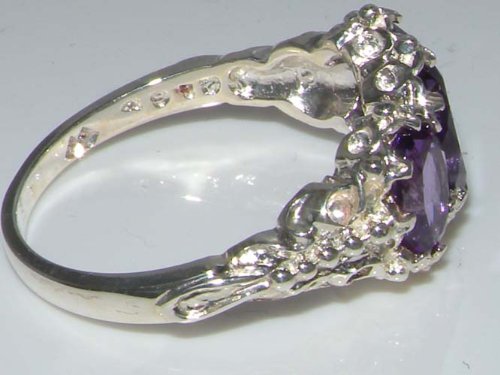 925 Sterling Silver Real Genuine Amethyst Womens Promise Ring - Size 9