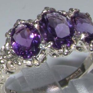 925 Sterling Silver Real Genuine Amethyst Womens Promise Ring - Size 9