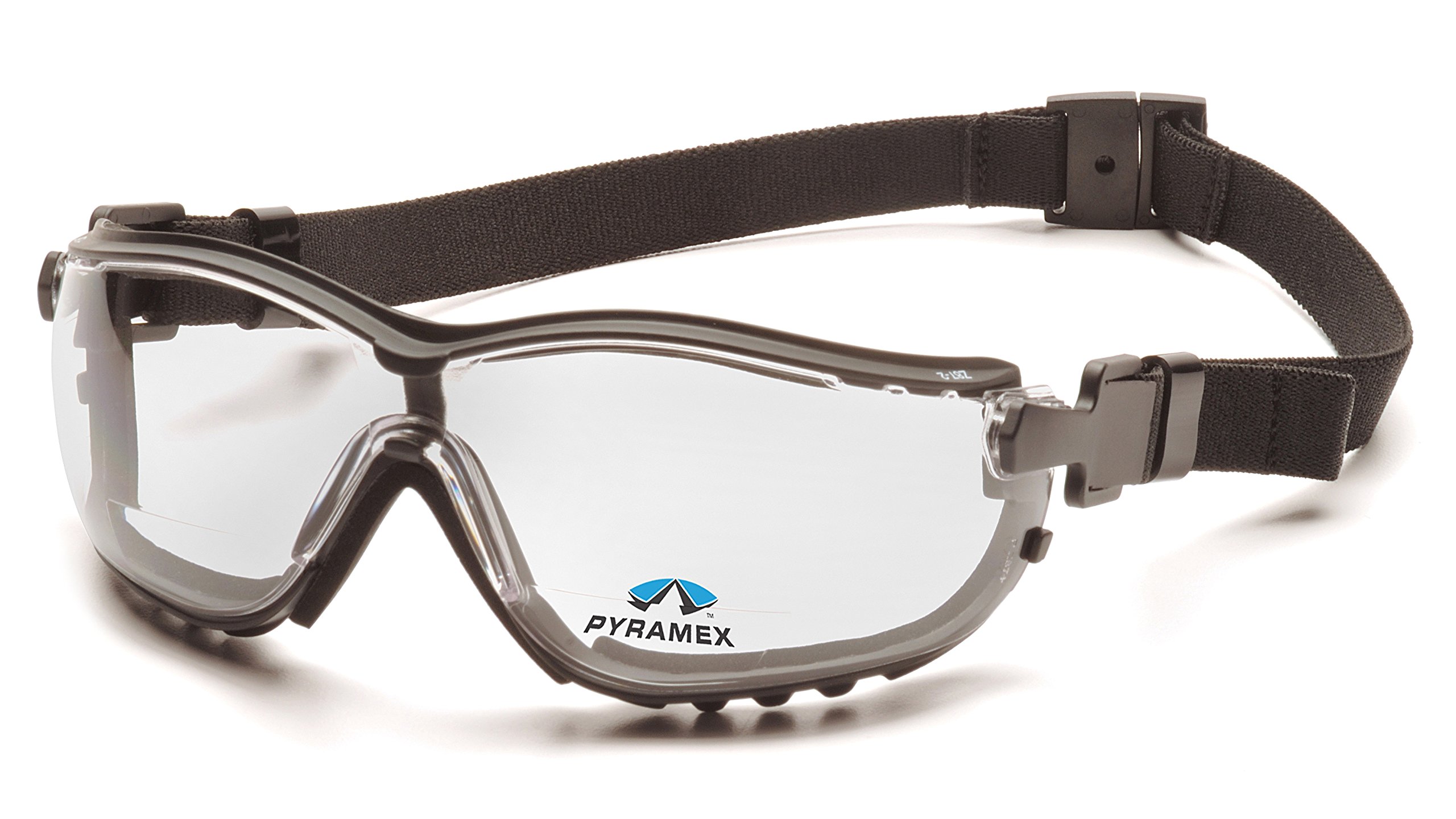 Pyramex Safety V2G Readers Eyewear, Black Strap/Temples, Clear +2.5 Anti-Fog Lens, Black Frame/Clear Anti-fog +2.5 Lens