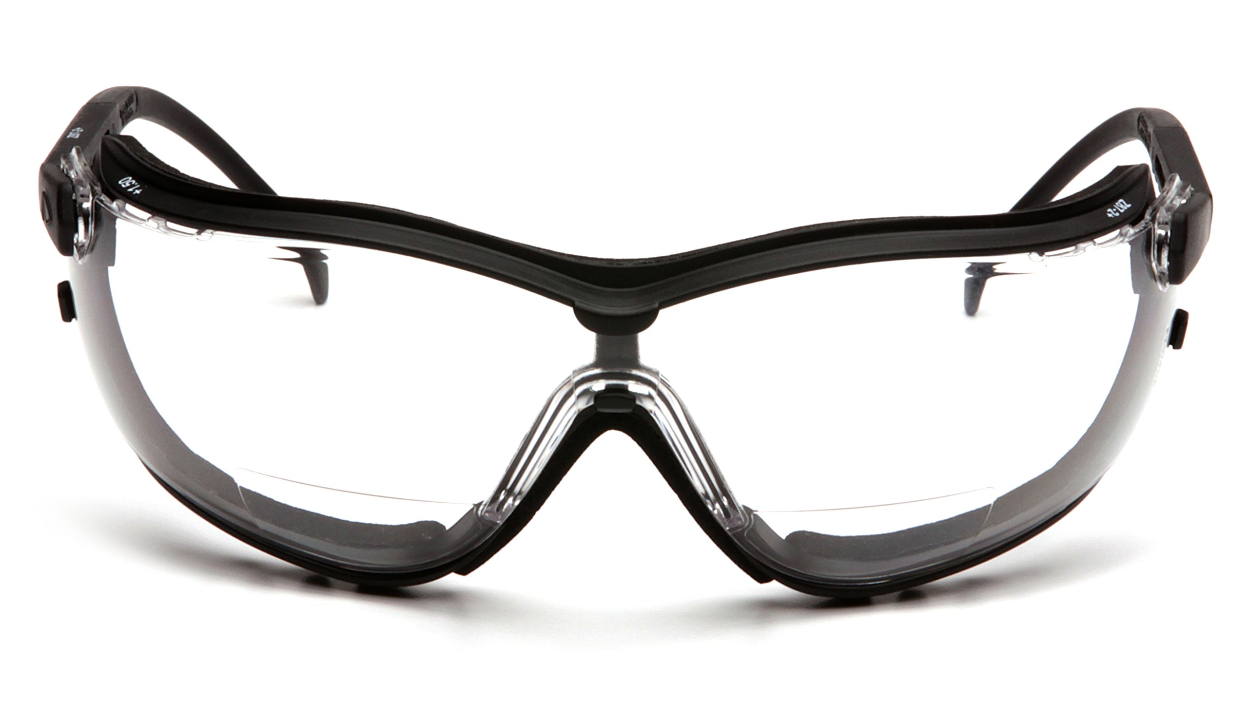 Pyramex Safety V2G Readers Eyewear, Black Strap/Temples, Clear +2.5 Anti-Fog Lens, Black Frame/Clear Anti-fog +2.5 Lens