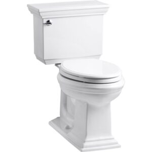 kohler k-3817-0 memoirs stately comfort height two-piece elongated 1.28 gpf toilet with aquapiston flush technology and left-hand trip lever, white