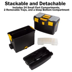 Rolling Tool Box with Wheels, Foldable Comfort Handle, and Removable Top – Toolbox Organizers and Storage by Stalwart