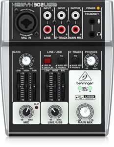 behringer xenyx 302usb premium 5-input mixer with mic preamp and usb/audio interface