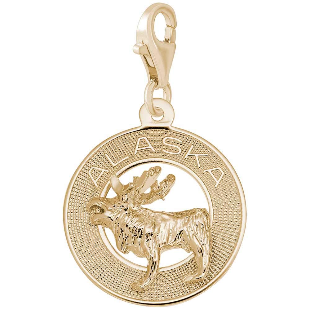 Rembrandt Charms Alaska Moose Charm with Lobster Clasp, 10K Yellow Gold