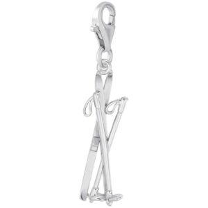 rembrandt charms cross country skis charm with lobster clasp, sterling silver