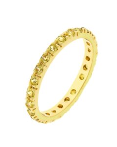 kate bissett 18k gold plated eternity ring with channel set yellow cubic zirconia size 7