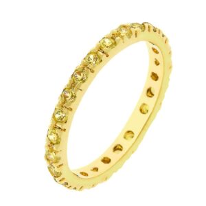 Kate Bissett 18k Gold Plated Eternity Ring with Channel Set Yellow Cubic Zirconia Size 7