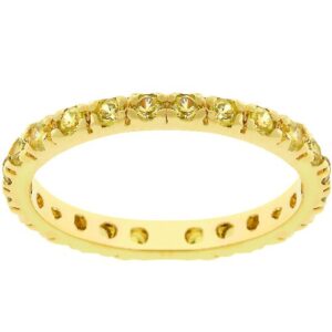 Kate Bissett 18k Gold Plated Eternity Ring with Channel Set Yellow Cubic Zirconia Size 7