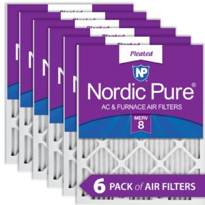 nordic pure 12x18x1 (11 1/2 x 17 1/2 x 3/4) pleated merv 8 air filters 6 pack