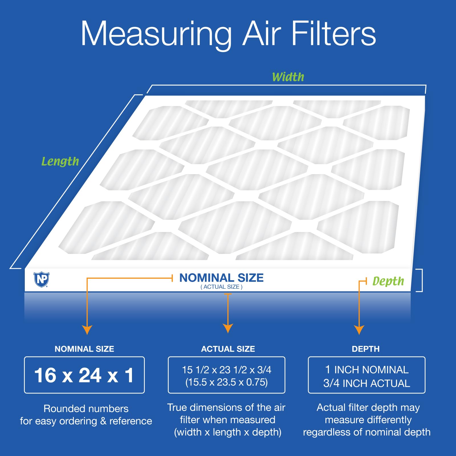 Nordic Pure 16x24x1 MERV 8 Pleated AC Air Filters 6 Pack