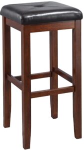 crosley furniture upholstered square seat bar stool (set of 2), 29-inch, vintage mahogany