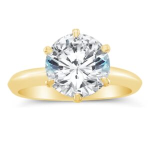 Size 7 - Solid 14k Yellow Gold Classic Traditional Round Brilliant Cut Solitaire CZ Cubic Zirconia Engagement Ring 1.0ct.