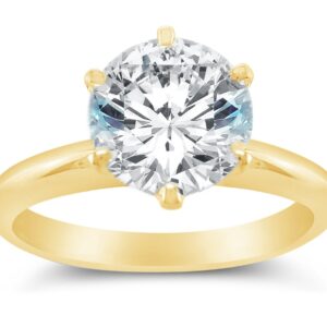 Size 7 - Solid 14k Yellow Gold Classic Traditional Round Brilliant Cut Solitaire CZ Cubic Zirconia Engagement Ring 1.0ct.