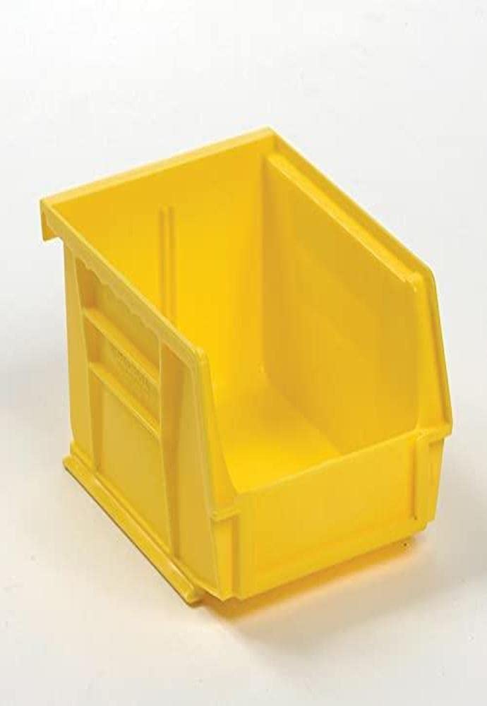 Global Industrial Plastic Stacking Bin 4-1/8 x 5-3/8 x 3, Yellow - Lot of 24