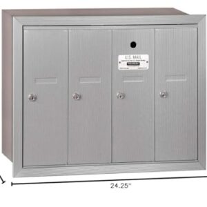 Salsbury Industries 3504ARU Recessed Mounted Vertical Mailbox with 4 Doors and USPS Access, Aluminum