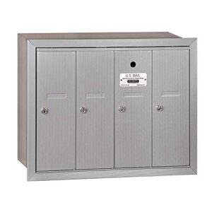 salsbury industries 3504aru recessed mounted vertical mailbox with 4 doors and usps access, aluminum