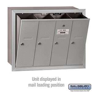 Salsbury Industries 3504ARU Recessed Mounted Vertical Mailbox with 4 Doors and USPS Access, Aluminum