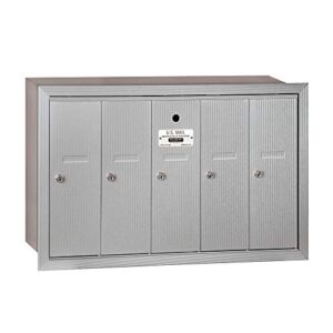 salsbury industries 3505aru recessed mounted vertical mailbox with 5 doors and usps access, aluminum