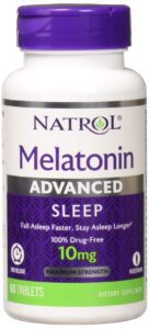 natrol advanced sleep melatonin tablets, maximum strength 10 mg 60 ea (pack of 8)