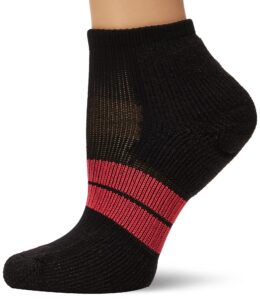 thorlos womens 84 maximum cushion low cut running socks, black/pink (1 pair), medium us