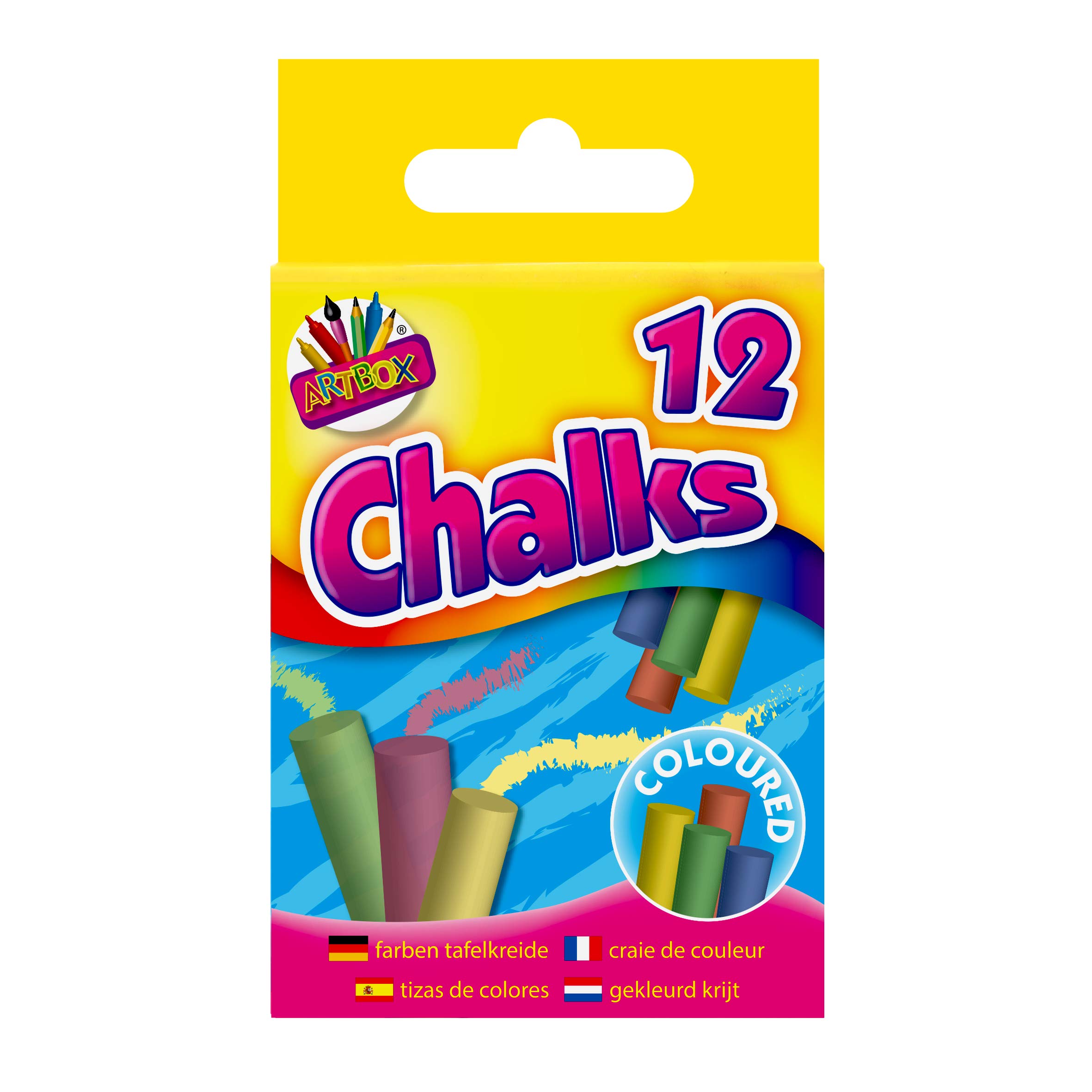 Coloured Chalks in Hanging Box (Pack of 12)