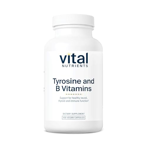 Vital Nutrients - Tyrosine and B-Vitamins - Complex Thyroid and Nerve Support Formula - Adrenal Support - 100 Vegetarian Capsules per Bottle