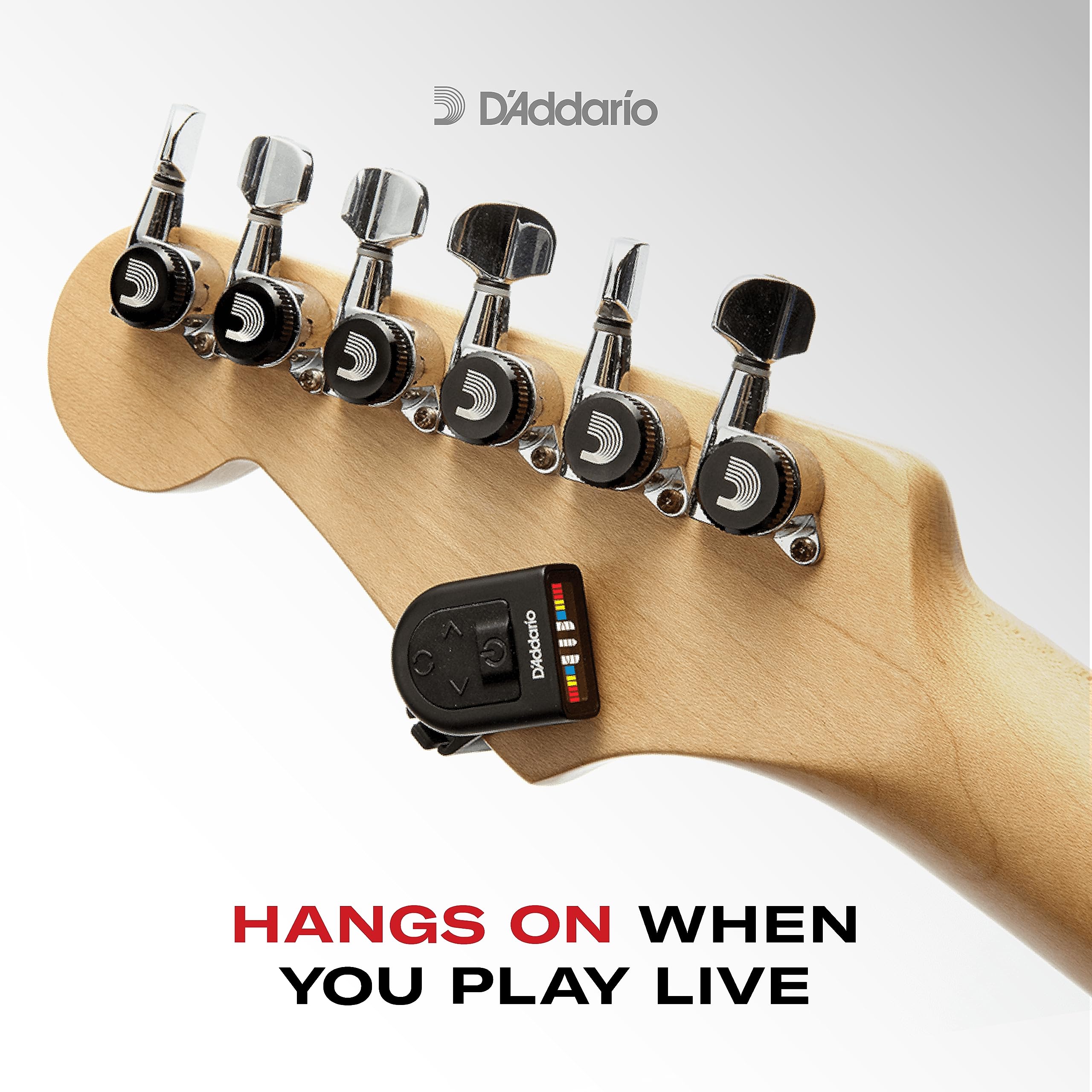 D'Addario Accessories Guitar Tuner - Micro Headstock Tuner - Tuner for Acoustic Guitar, Electric Guitar, Bass Guitar, Mandolin, Banjo, Ukelele - Compact & Discrete - Clip On - 1 Pack