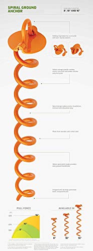 Liberty Outdoor ANCHFR8-ORG-A Folding Ring Spiral Ground Anchor, Orange, 8-Inch