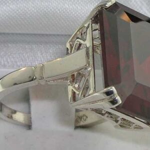 Solid Sterling Silver Huge Heavy Square Octagon cut Synthetic Garnet Ring - Size 12 - Sizes 5 to 12 Available