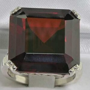 Solid Sterling Silver Huge Heavy Square Octagon cut Synthetic Garnet Ring - Size 12 - Sizes 5 to 12 Available