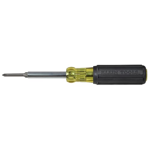 Klein Tools 32559 Multi-bit Screwdriver / Nut Driver, Extended Reach 6-in-1 Tool with Nut Driver, Phillips and Slotted Bits