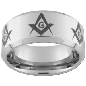 custom jewelry 10mm tungsten carbide freemason masonic square and compass ring size 11