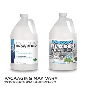 Froggy's Flakes Snow Machine Fluid, Long-Lasting Formula Snow Fluid with 75+ Feet Float/Drop, 4 Gallon Case