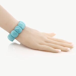 Gem Stone King 7.5 Inch Simulated Turquoise Howlite Beads Stretch Bangle Bracelet For Women 20MM