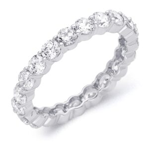 14k white gold 3mm wedding eternity band - size 6