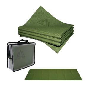 khataland yofomat - best travel yoga mat - green, extra long 72", 1/6" thick -foldable to 12"x10"x3", eco friendly, free from phthalates/latex