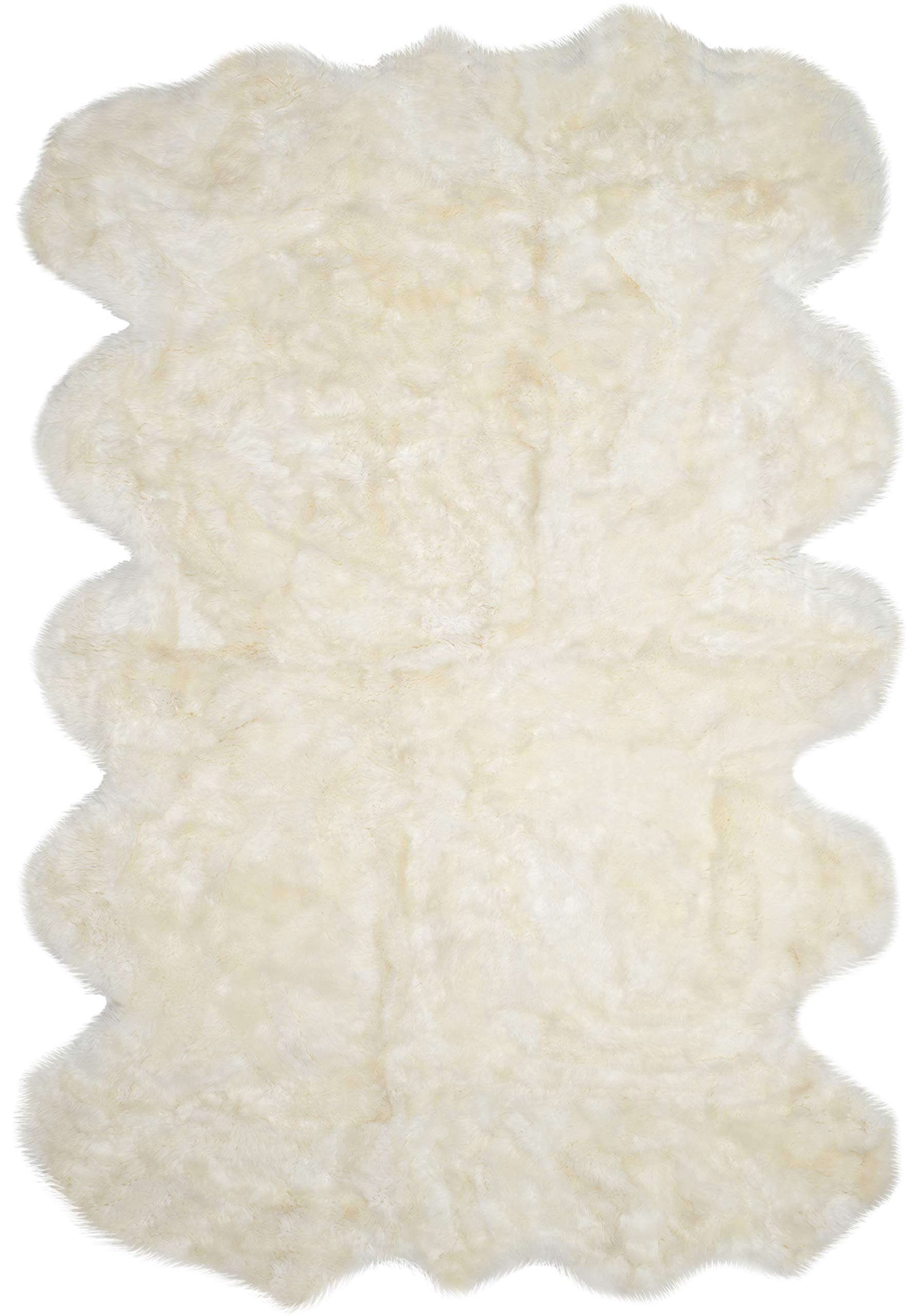 SAFAVIEH Sheep Skin Collection Area Rug - 6' x 9', Natural & White, Handmade Rustic Glam Genuine Pelt, 3.4-inch Thick Ideal for High Traffic Areas in Living Room, Bedroom (SHS211A)