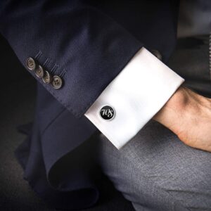 Cuff-Daddy Mens Genuine Black Onyx Silver Tuxedo Cufflinks and Studs with Travel Presentation Gift Box