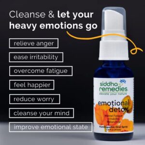 Siddha Remedies Emotional Detox Homeopathic Oral Spray for Melancholy, Irritability & Mental Fatigue | 100% Natural Homeopathic Medicine Remedy with 12 Flower Essences for Cleansing Mind