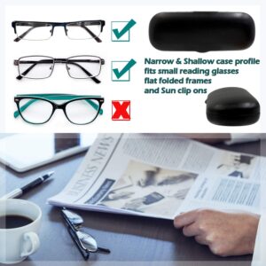 MyEyeglassCase Elegant Black Eyeglass case | Hard Slim Glasses holder clam shell w/Microfiber Pouch and Cloth | Reading Glasses case | Small & Protective (S5 Black)