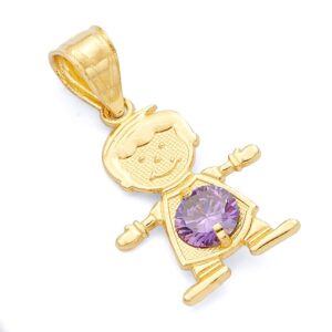 14k real yellow gold cz charm pendant