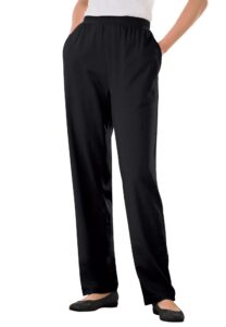 woman within women's plus size petite 7-day knit straight leg pant - 2x, black