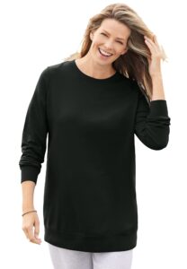 woman within women's plus size fleece sweatshirt - 3x, black