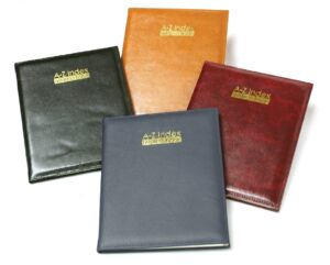 tallon large xl padded address book - black/brown/tan/blue