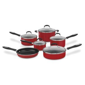 cuisinart 55-11r 11-piece set advantage nonstick cookware, red