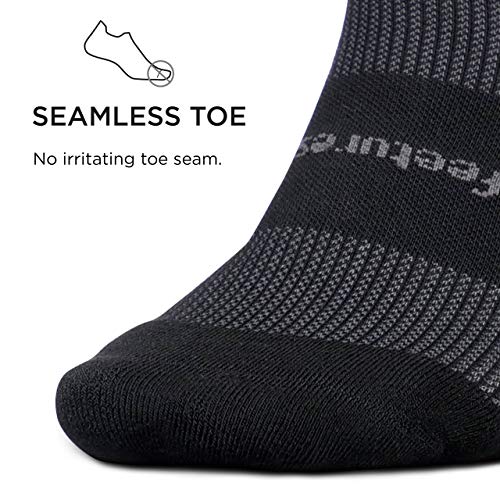 Feetures High Performance Cushion Ankle Sock - No Show Socks for Women & Men with Heel Tab - Black, L (1 Pair)