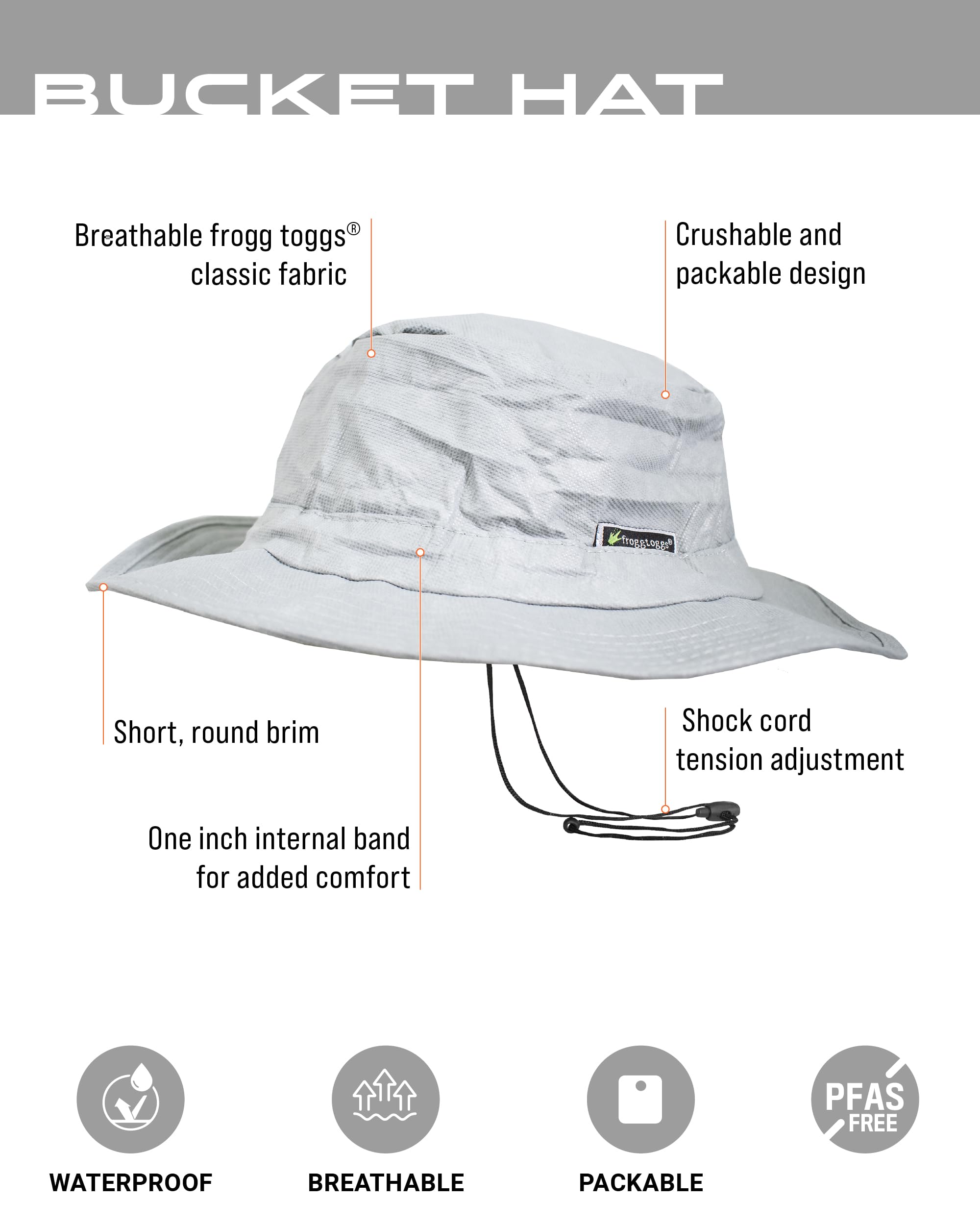 FROGG TOGGS Bucket Hat, Waterproof, Breathable, Sun Protection