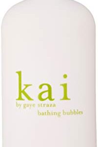 kai Bathing Bubbles, 12 Fl Oz., bubble bath rich in argan oil, scented with our signature gardenia wrapped in white exotics, vegan, cruelty free, made in The USA,